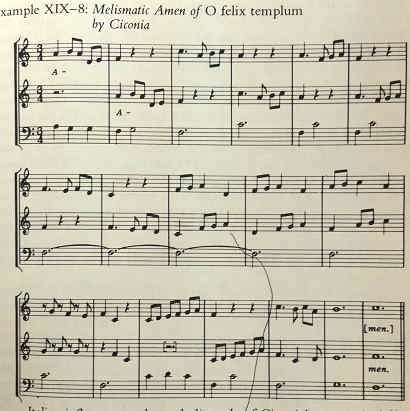 Example XIX-8: Melismatic Amen of o felix templum by Ciconia